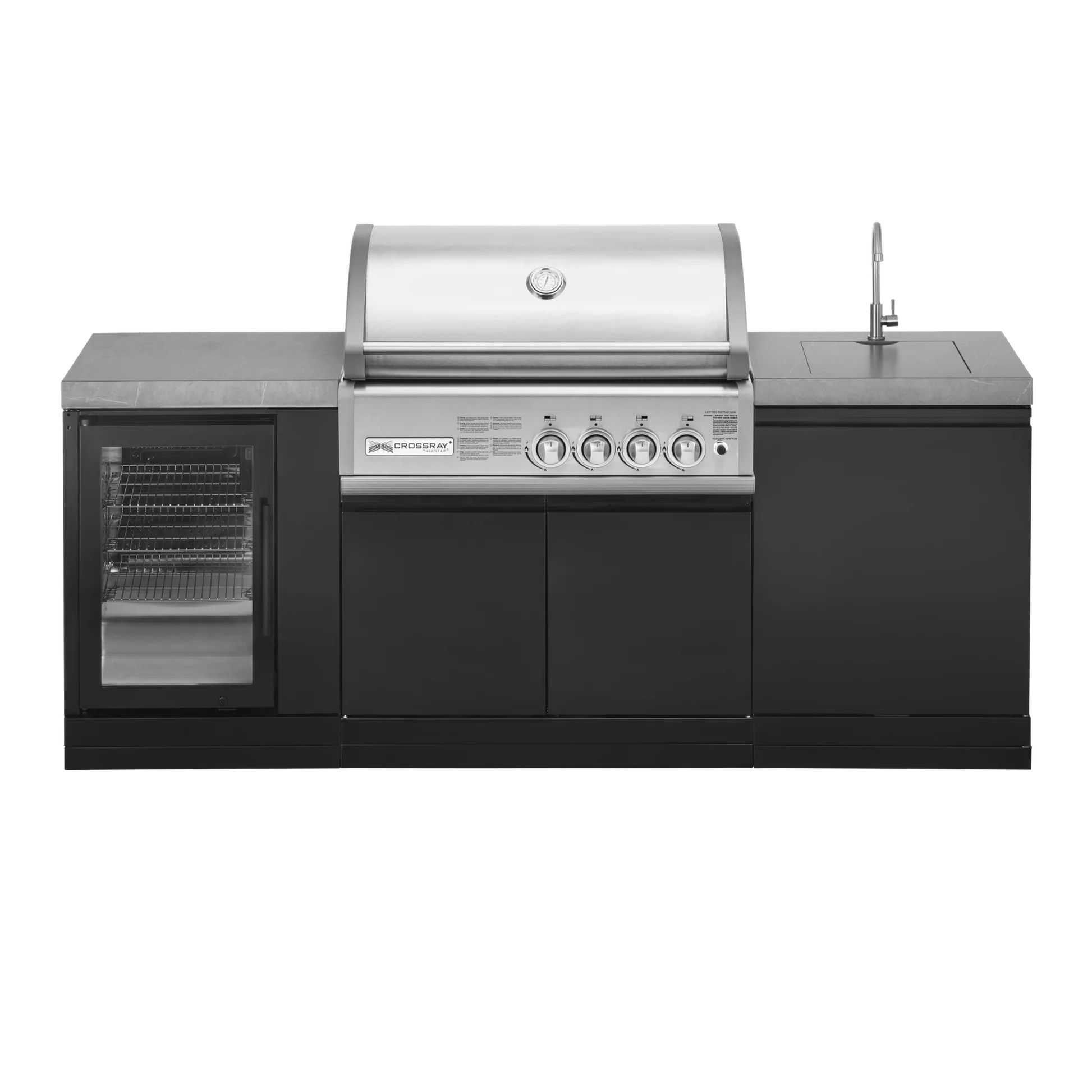 GrandPro 215 Crossray 4-Burner Outdoor Kitchen with Fridge & Sink ...